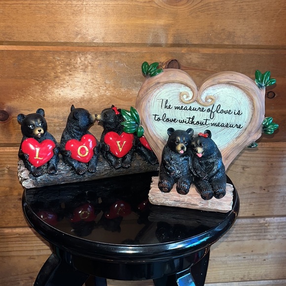 Accents | Black Bear Home Decor Hearts Love Figurines Adorable Rustic ...